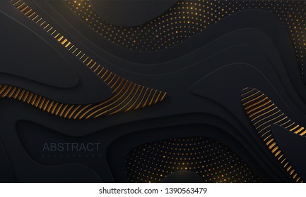 Black Paper Cut Background Abstract Papercut Stock Vector (Royalty Free ...