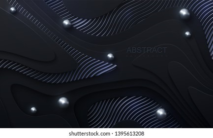 Black Paper Cut Background Abstract Realistic Stock Vector (Royalty ...