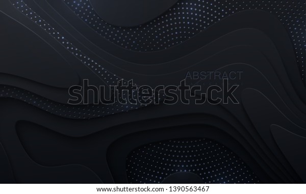 Black Paper Cut Background Abstract Realistic Stock Vector (Royalty ...
