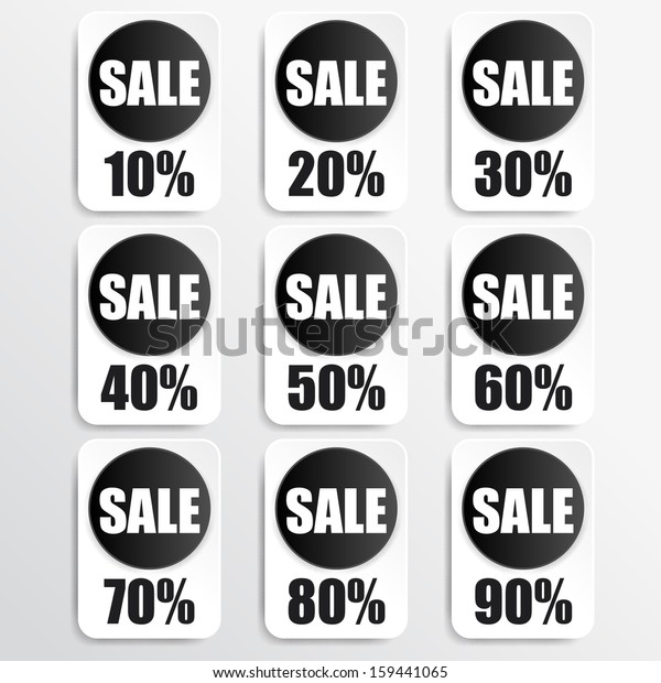 Black Paper White Discount Labels Stock Vector (Royalty Free) 159441065 ...
