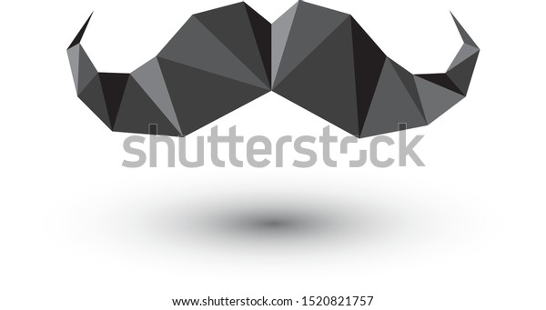 Black Papercraft Mustache Icon Isolated On Stock Vector (Royalty Free ...