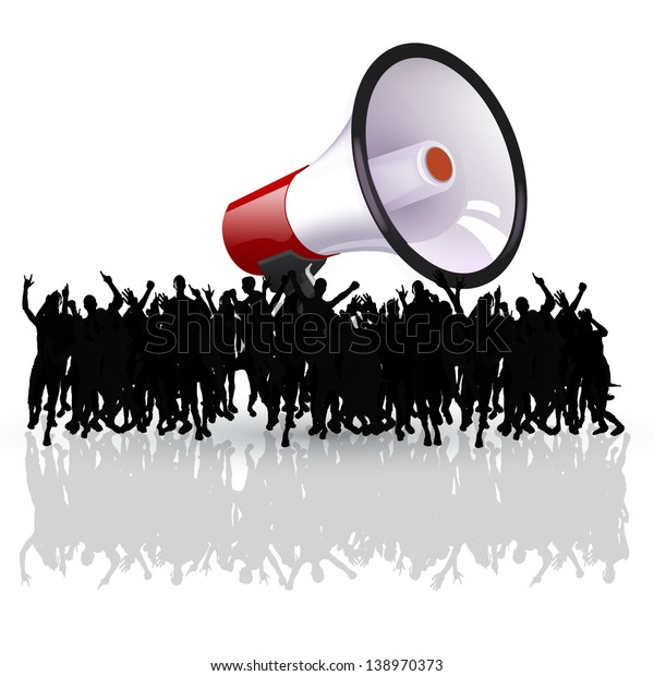 Black People Silhouettes Shouting Crowd Concept Stock Vector (Royalty ...