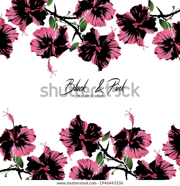 Black Pink Flowers Vector Background Stock Vector Royalty Free