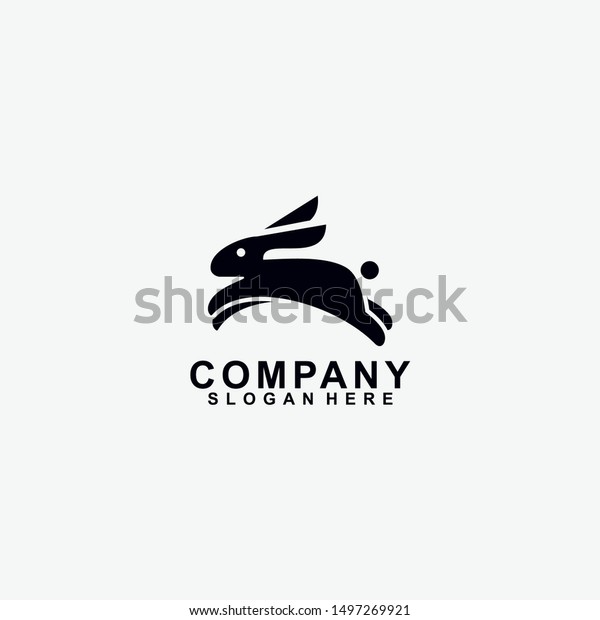 Black Rabbit Logo Design Isolated White Stock Vector (Royalty Free ...
