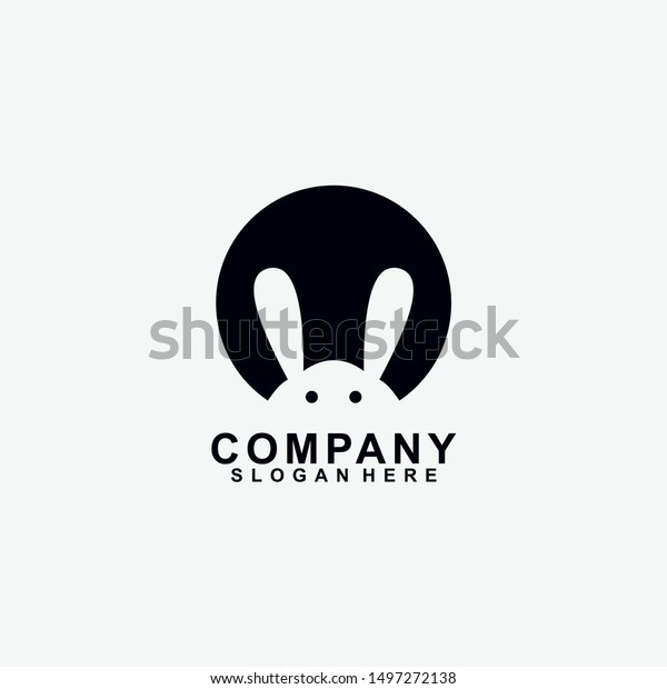 Black Rabbit Logo Design Isolated Circle: เวกเตอร์สต็อก (ปลอดค่า ...