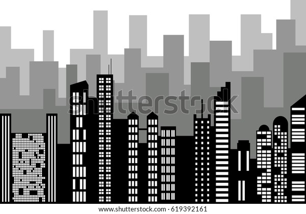 Black Random City Skyline Cityscape Vector Stock Vector (Royalty Free ...