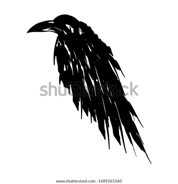 Black Raven Isolated On White Background Stock Vector (Royalty Free ...