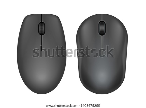 Black Realistic Computer Mouse Matte Finish Stock Vector (Royalty Free ...
