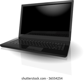 Black Realistic Laptop Vector Illustration Stock Vector (Royalty Free ...