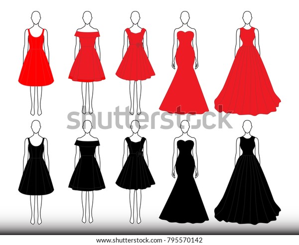 Black Red Dresses Icon Set On 스톡 벡터(로열티 프리) 795570142 | Shutterstock