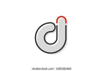 Black Red Grey Letter D Alphabet Stock Vector (Royalty Free) 1585582483