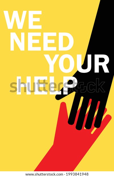 Black Red Hand Reaching Out Help Stock Vector (Royalty Free) 1993841948 ...