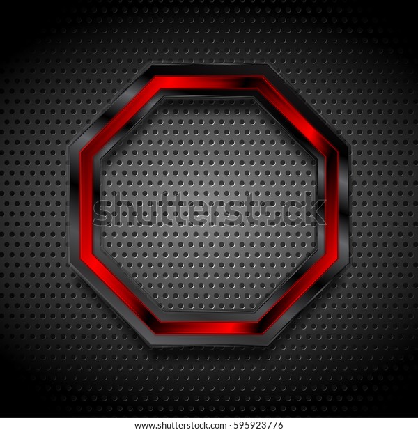 Black Red Octagon On Perforated Metallic Stock Vector (Royalty Free ...
