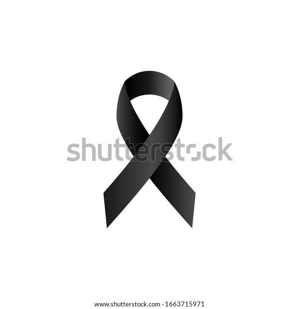 Black Ribbon Mourning Symbol Simple Isolated Stock Vector (Royalty Free ...