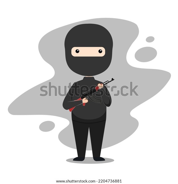 Black Robber Rifle Cartoon Vector Stock Vector (Royalty Free ...