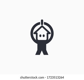 Black Robot Logo Head House Automation Stock Vector (Royalty Free ...