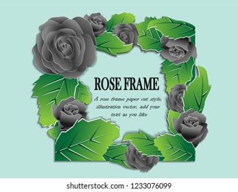 Black Rose Frame Paper Cut Style Stock Vector (Royalty Free) 1233076099 ...