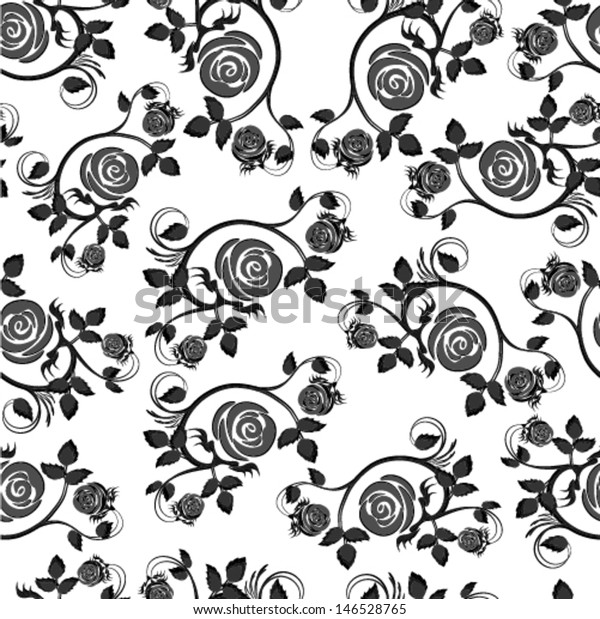 Black Rose Seamless Background Floral Pattern Stock Vector (Royalty ...
