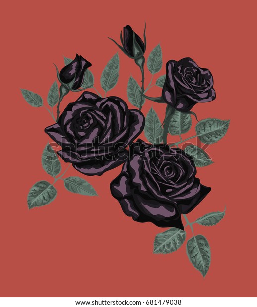 Black Roses Card Design Vector Beautiful Stock Vector (Royalty Free ...
