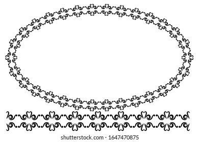 Black Rounded Corner Oval Floral Frame Stock Vector (Royalty Free ...