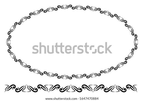 Black Rounded Corner Oval Floral Frame Stock Vector (Royalty Free ...