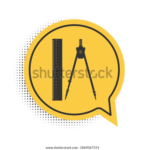 Black Ruler Drawing Compass Icon Isolated Stock Vector (Royalty Free ...