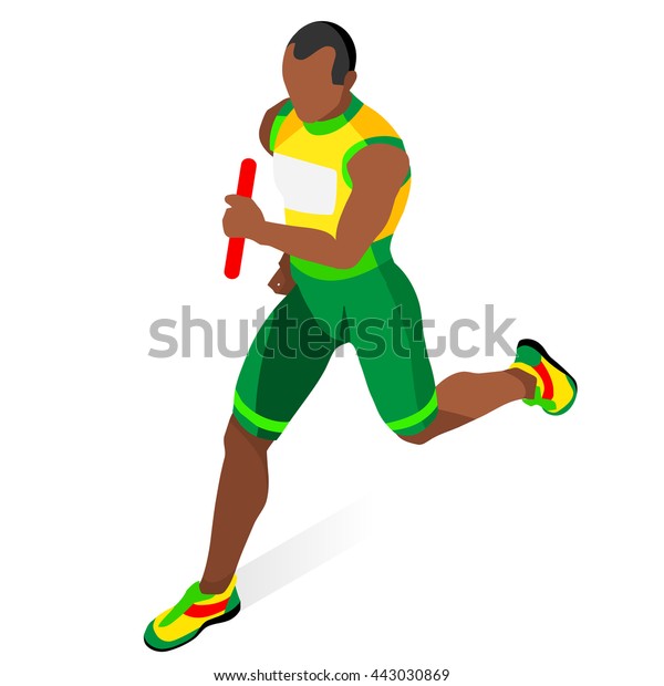 Black Running Man Relay Athletic Sportsman Stock Vector (Royalty Free ...