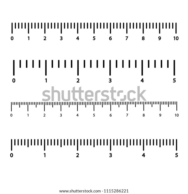Black Scale Numbers Rulers Different Units Stock Vector (Royalty Free ...