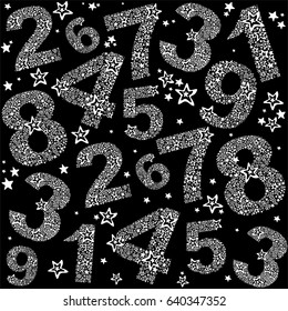 Black Seamless Background White Numbers Vector Stock Vector (Royalty ...