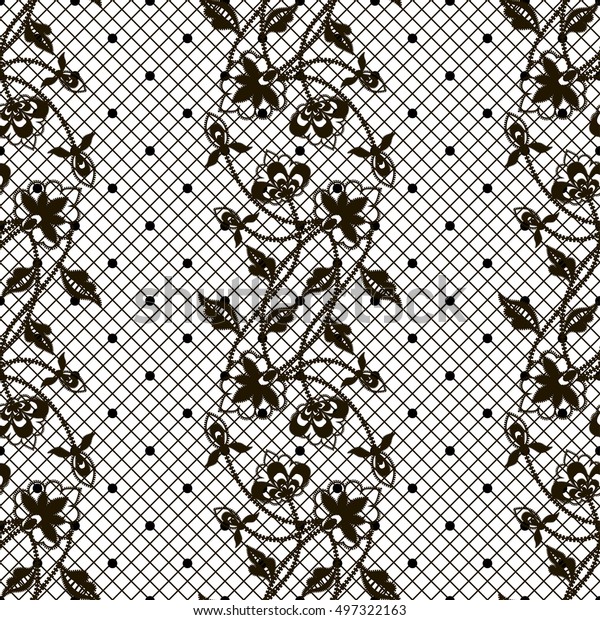 Black Seamless Lace Floral Pattern On Stock Vector (Royalty Free) 497322163