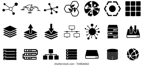 Black Server Connection Vector Icons Collection Stock Vector (Royalty ...