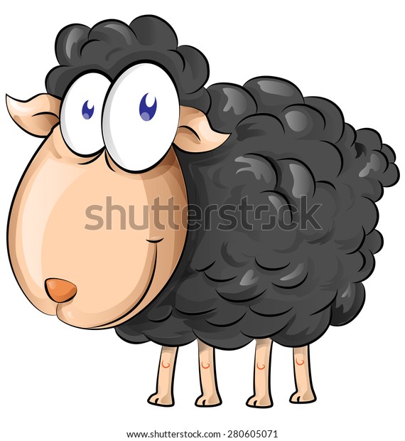 Black Sheep Cartoon Isolate On White Stock Vector (Royalty Free) 280605071