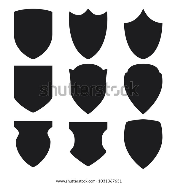Black Shield Icons Set On White Stock Vector (Royalty Free) 1031367631 ...