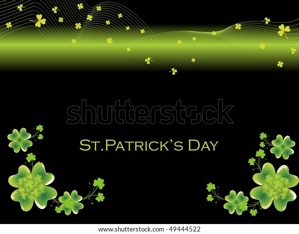 Black Shiny Wave Background Beautiful Shamrock Stock Vector (Royalty ...