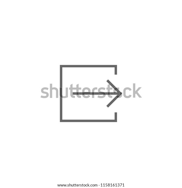 Black short right arrow icon in outline square box. line icon. Isolated ...