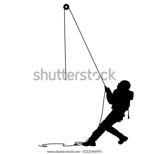 Black Silhouette Craftsman Pulling Rope On Stock Vector (Royalty Free ...