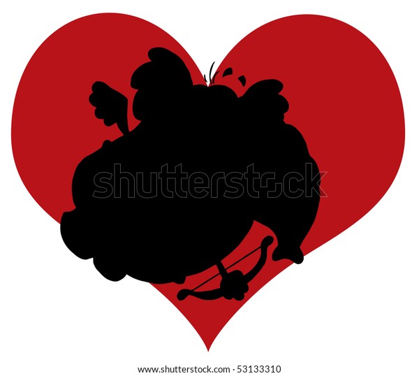 Black Silhouette Elephant Cupid Front Red Stock Vector (Royalty Free ...