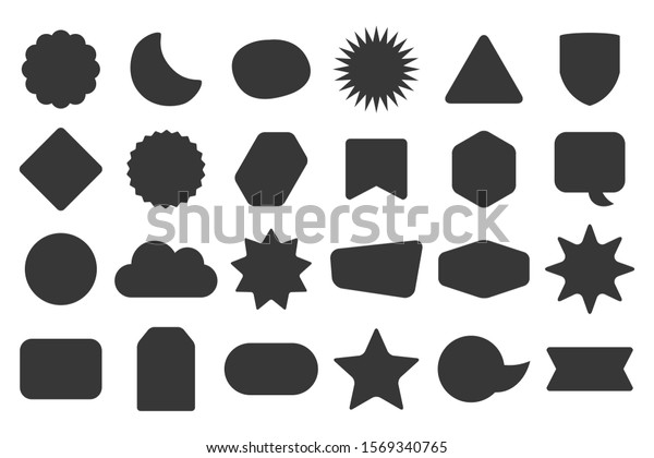 Black silhouette and isolated random shapes empty sticker labels icons ...