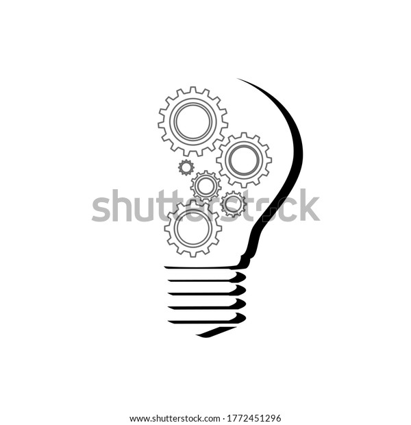Black Silhouette Light Bulb Cog Insidegear Stock Vector (Royalty Free ...