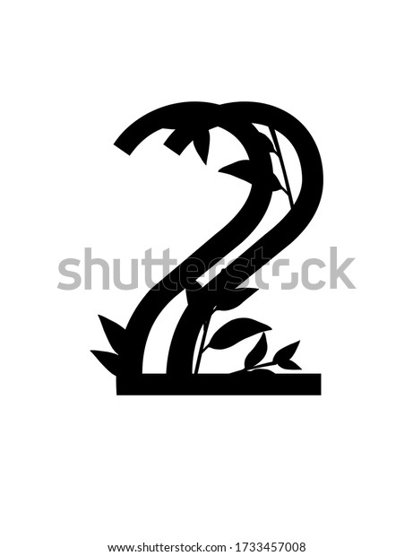 Black Silhouette Number 2 Covered Leaves Stock Vector (Royalty Free ...