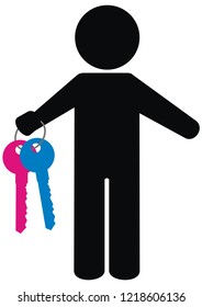 Black Silhouette Person Keys Vector Icon Stock Vector (Royalty Free ...