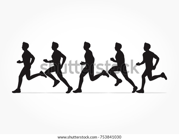 black silhouette of running man motion