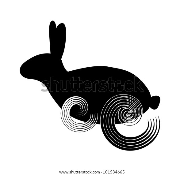 Black Silhouette Running Rabbit Isolated On Stock Vector (Royalty Free ...