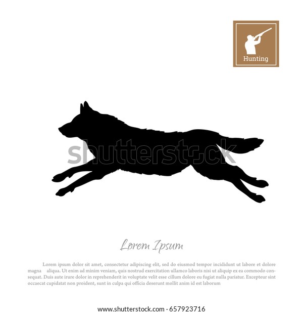 Black Silhouette Running Wolf On White Stock Vector (Royalty Free ...