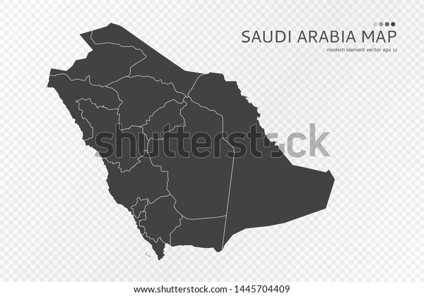 Black Silhouette Saudi Arabia Map On Stock Vector (Royalty Free) 1445704409