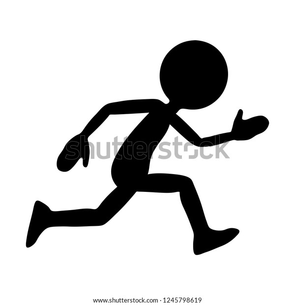 Black Silhouette Shape Running Cartoon Character Stock Vector (Royalty ...