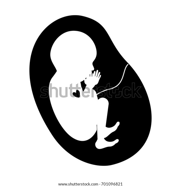 Black Silhouette Side View Fetus Human Stock Vector (Royalty Free ...