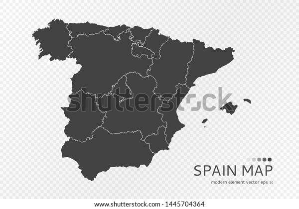 Black Silhouette Spain Map On Transparent Stock Vector (Royalty Free ...