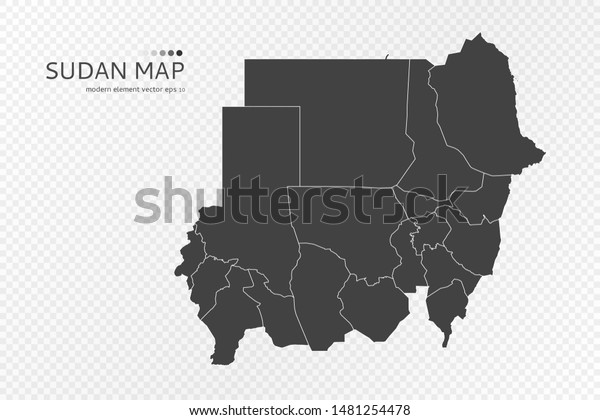 Black Silhouette Sudan Map On Transparent Stock Vector (Royalty Free ...