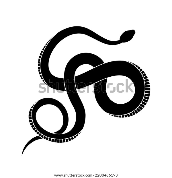 Black Silhouette Tangled Snake Isolated Reptile Stock Vector (Royalty ...